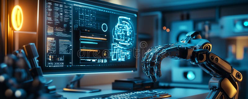 Remote Engineer Conducts Tests on Robotic Components in a Modern ...