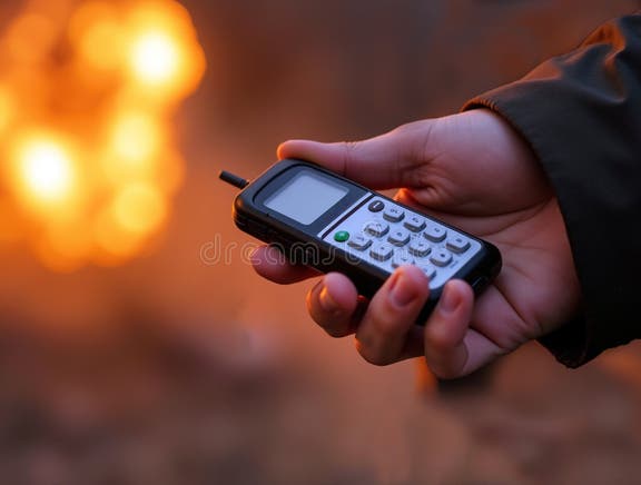 Remote Explosion Using Cell Phone or Radio in Person Hand Stock ...