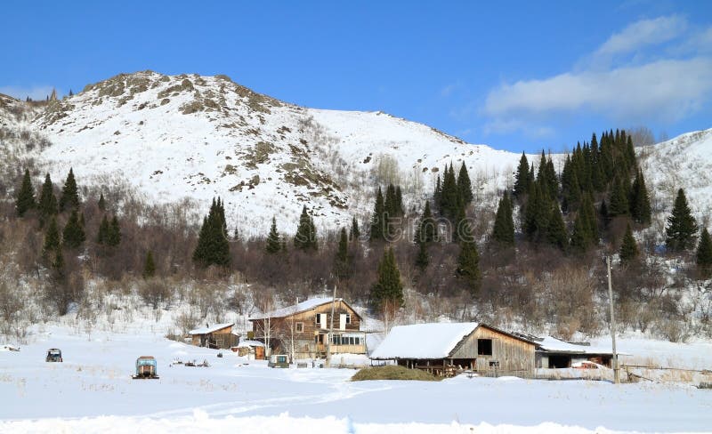 Remote farm in mountains stock photo. Image of house - 18724138