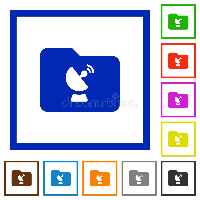 Remote Folder Flat Framed Icons Stock Vector - Illustration of ...