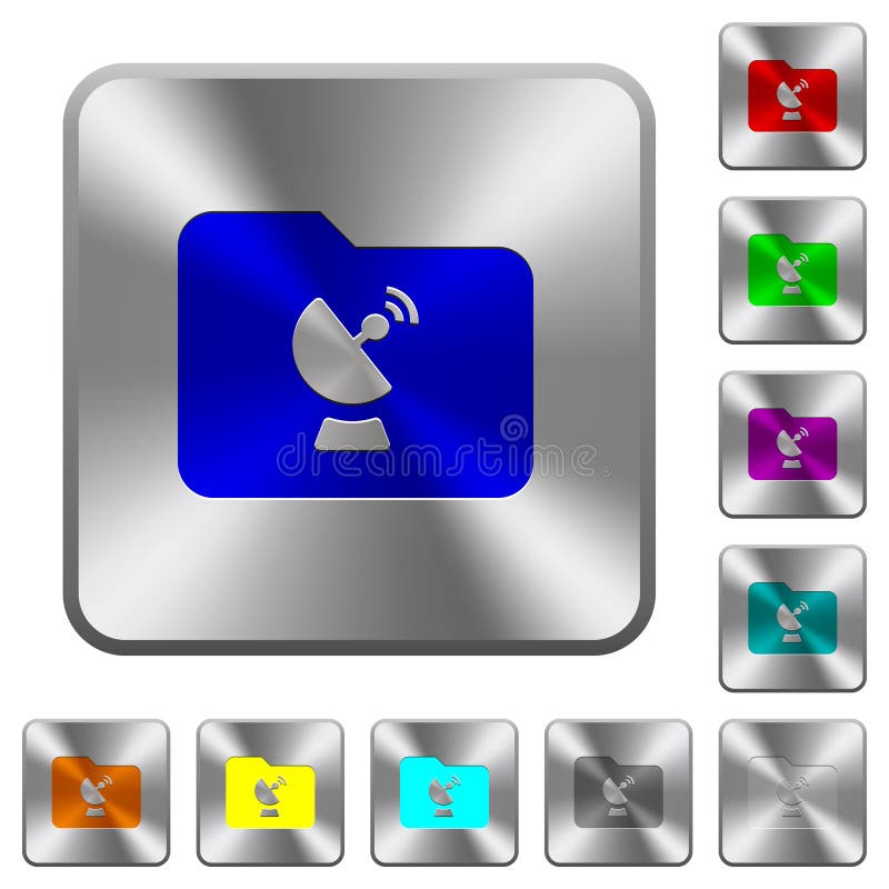 Remote Folder Rounded Square Steel Buttons Stock Vector - Illustration ...