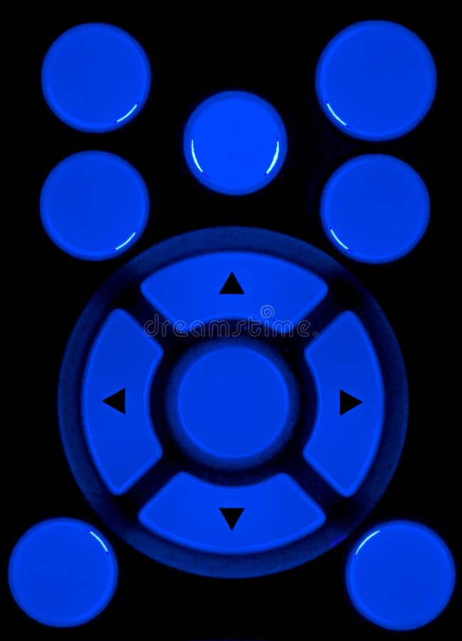 Remote with Glowing Blue Buttons Stock Photo - Image of blue, press ...