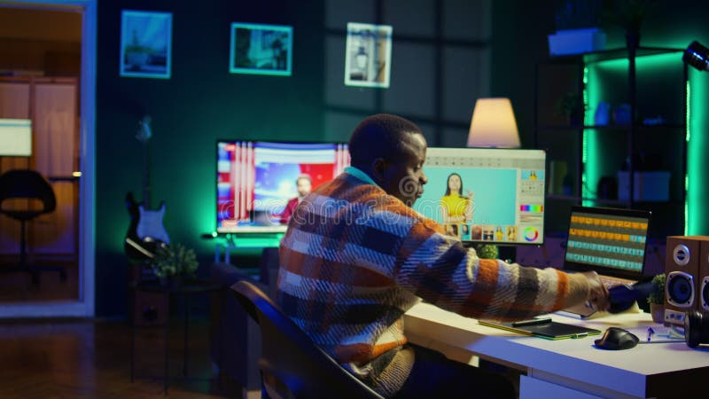 Remote Graphic Designer Using Advanced Editing Software and Isolated ...