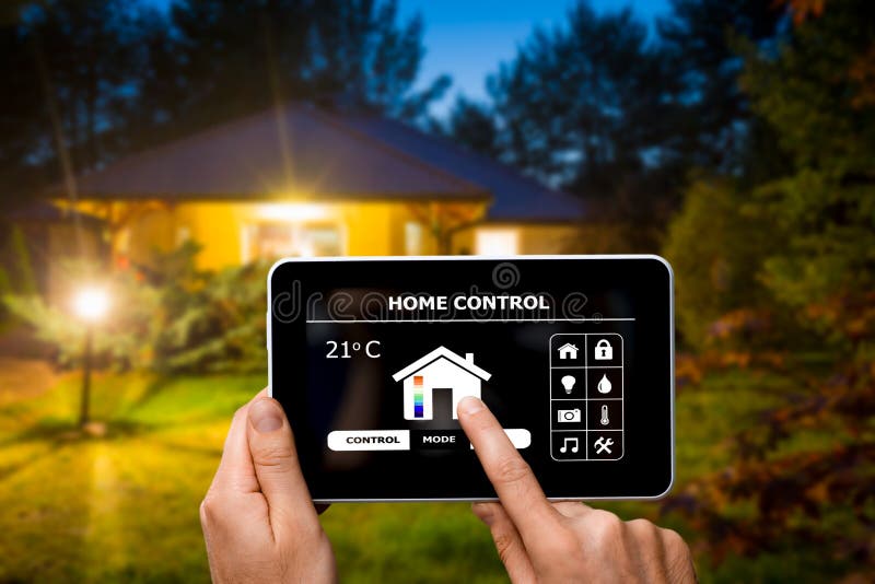 Remote Home Control System on a Digital Tablet. Stock Image - Image of ...