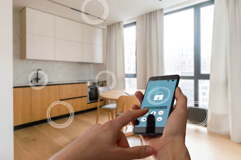 Remote Home Control System on a Phone. Stock Image - Image of interface ...