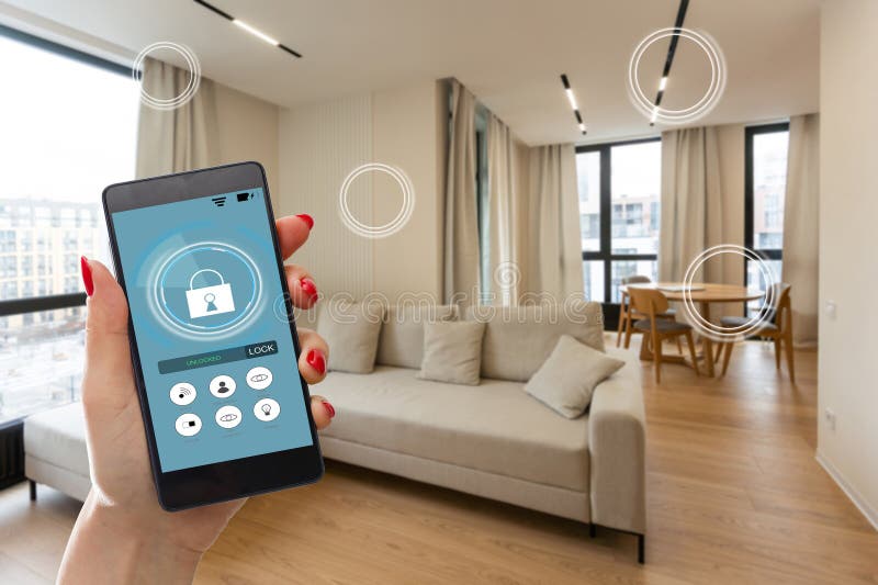 Remote Home Control System on a Phone. Stock Photo - Image of online ...