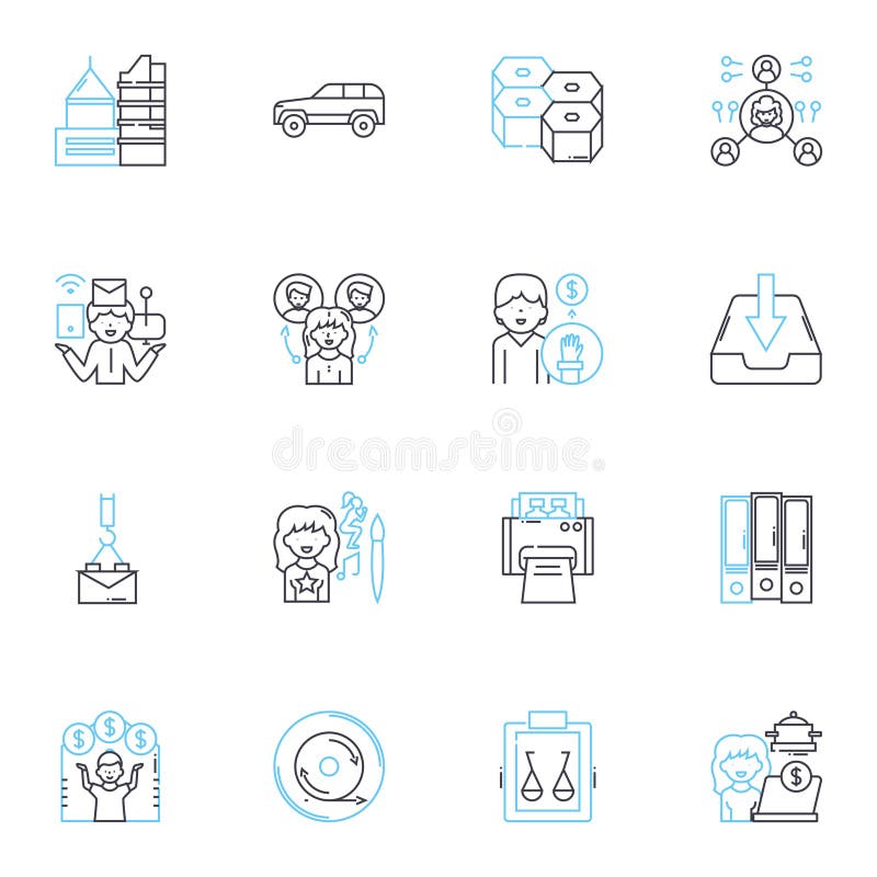 Remote Industry Linear Icons Set. Remote, Virtual, Telecommuting ...