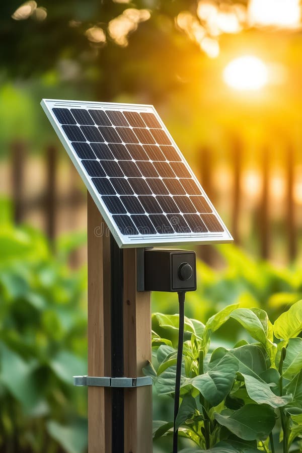 A Remote Irrigation Control Panel, Powered by Solar Energy, Stands ...