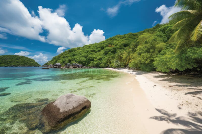 Remote Island Beach, with Crystal-clear Waters and White Sands ...