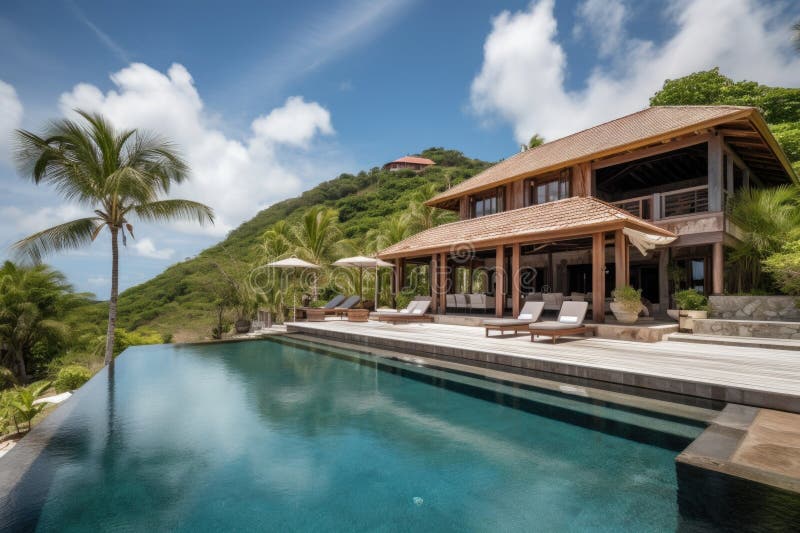 Remote Island Getaway with Luxury Villa, Private Beach and Pool Stock ...