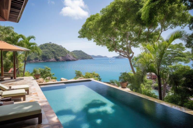 Remote Island Getaway with Luxury Villa, Private Beach and Pool Stock ...