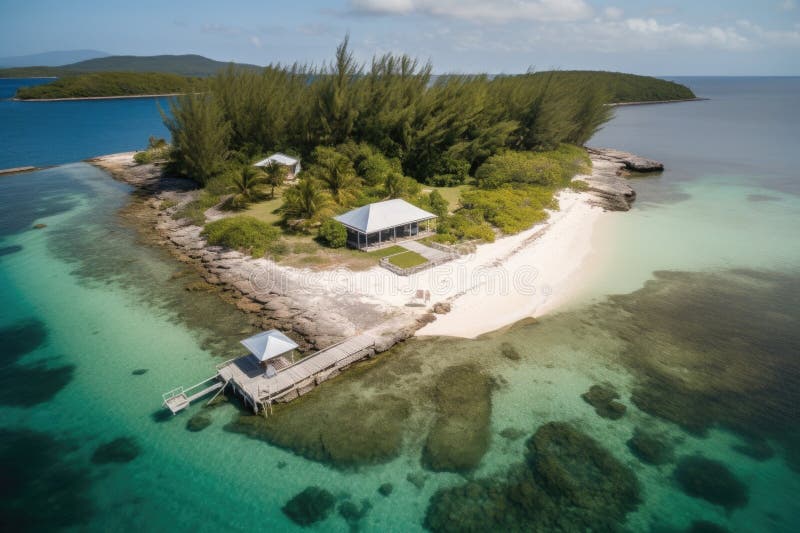 Remote Island Getaway with Private Beach and Crystal-clear Waters Stock ...