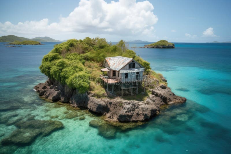 Remote Island Getaway with View of Endless Azure Waters Stock ...