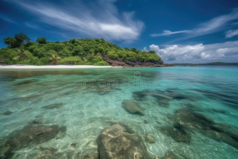 Remote Island Paradise, with Crystal Clear Waters and White Sandy ...