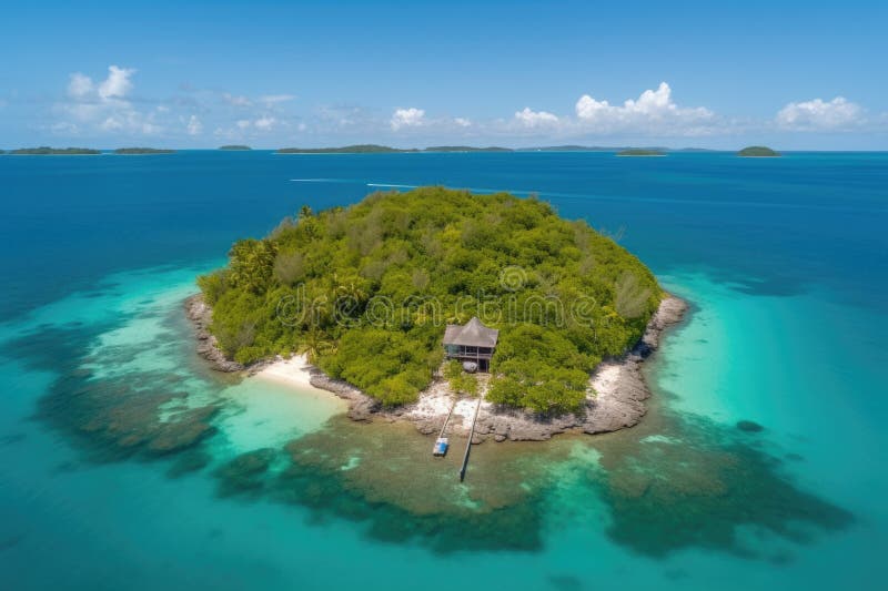 Remote Island with Private Beach Surrounded by Crystal-clear Water ...