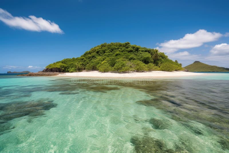 Remote Island with Sandy Beach and Crystal-clear Waters Stock ...