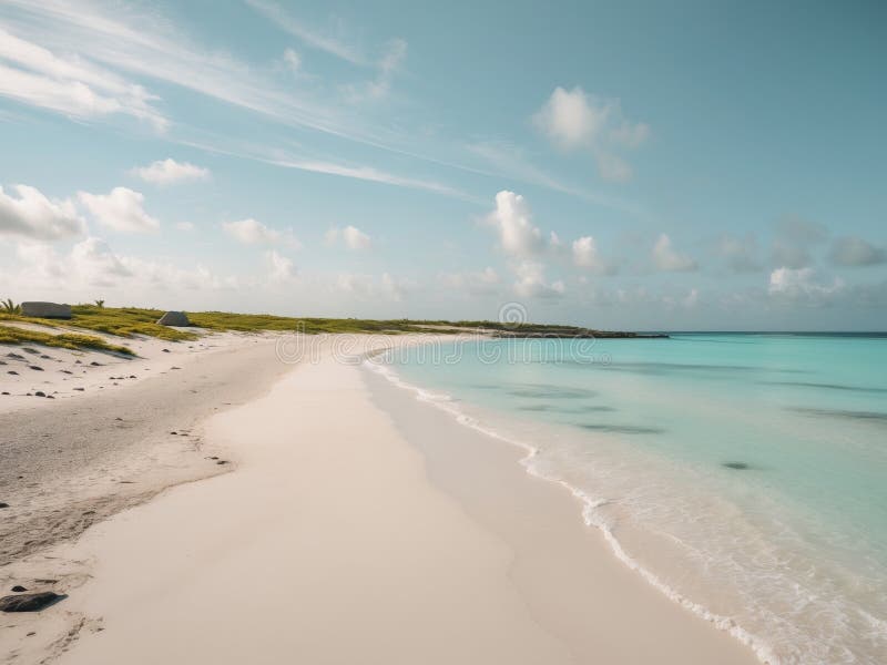 Remote Island View Featuring Sandy Beach and Turquoise Waters Stock ...