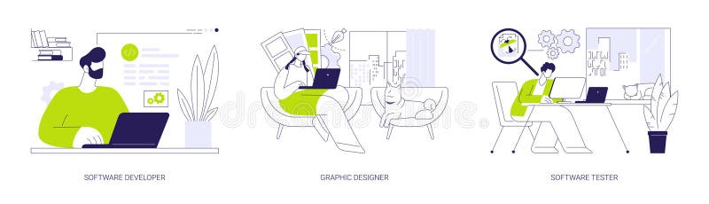 Remote it Jobs Abstract Concept Vector Illustrations. Stock Vector ...