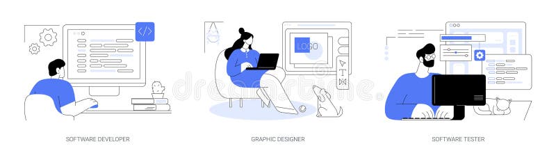 Remote it Jobs Isolated Cartoon Vector Illustrations Se Stock Vector ...