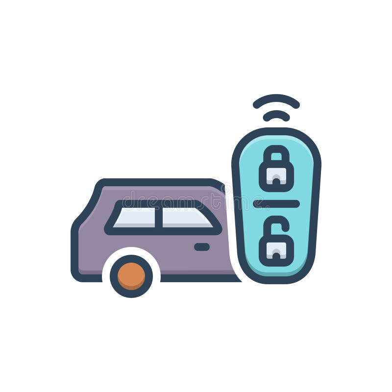 Color Illustration Icon for Remote Keyless System, Remote and ...