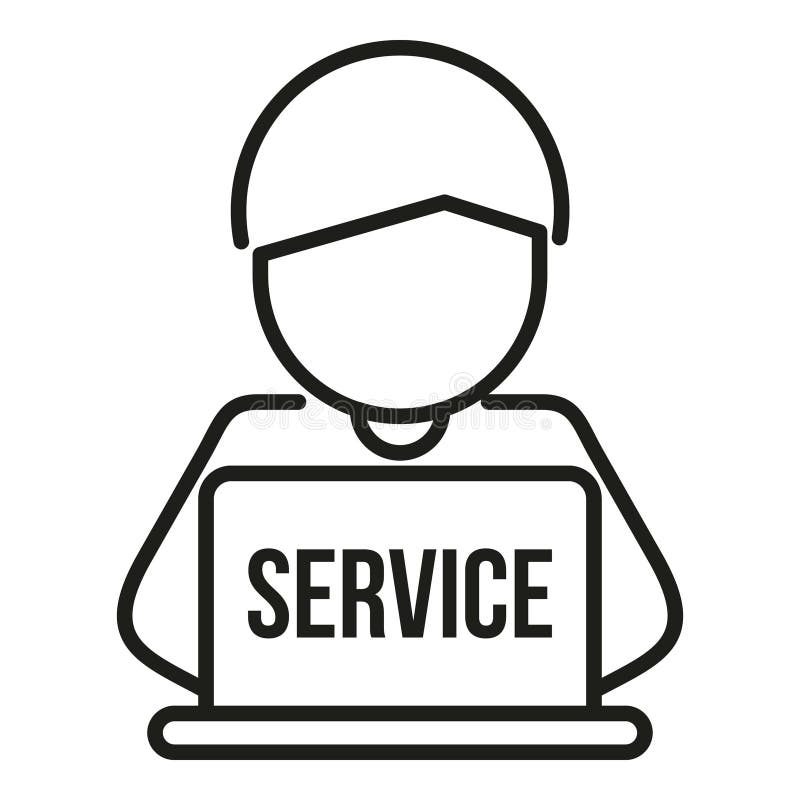 Remote Laptop Service Man Icon Outline Vector. Broken Repair Stock ...