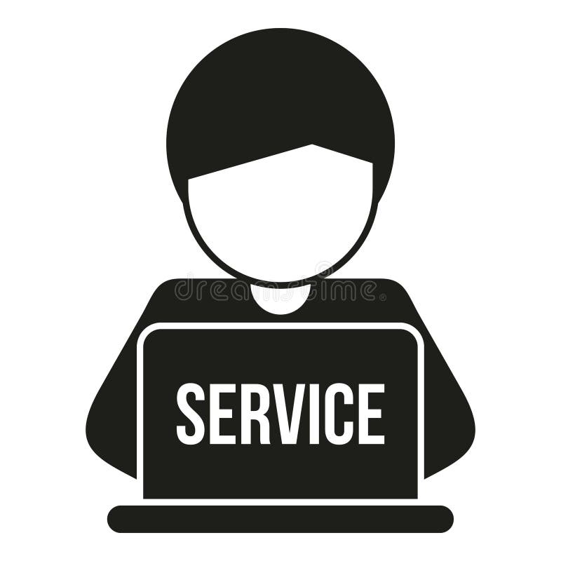 Remote Laptop Service Man Icon Simple Vector. Broken Repair Stock ...