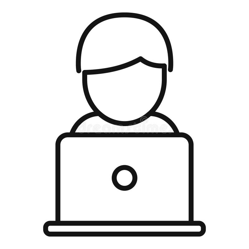Remote Laptop Worker Icon Outline Vector. Work Time Stock Illustration - Illustration of hour ...