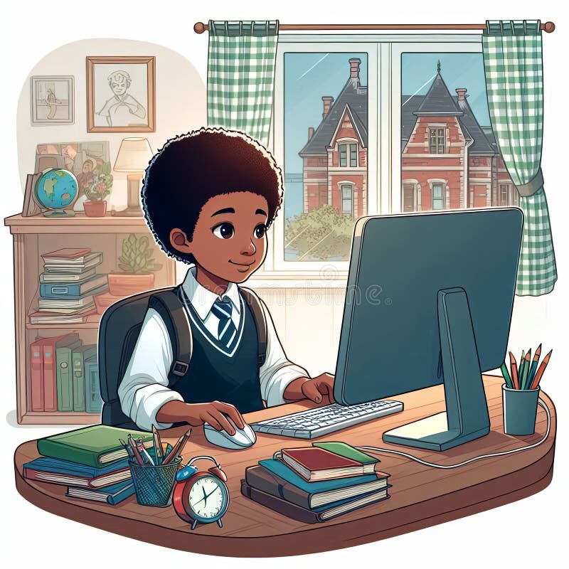 Young Learner Online stock illustration. Illustration of computer ...