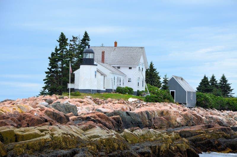 Remote Lighthouse stock photo. Image of shore, maine - 26316272