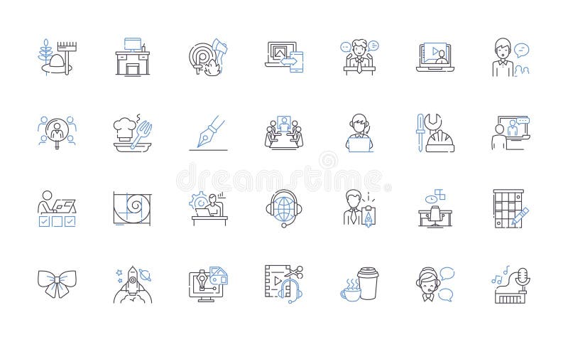 Remote Line Icons Collection. Isolation, Distance, Workforce ...