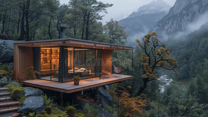 Remote Mountain Cabin Converted into a Peaceful Work Space Stock ...