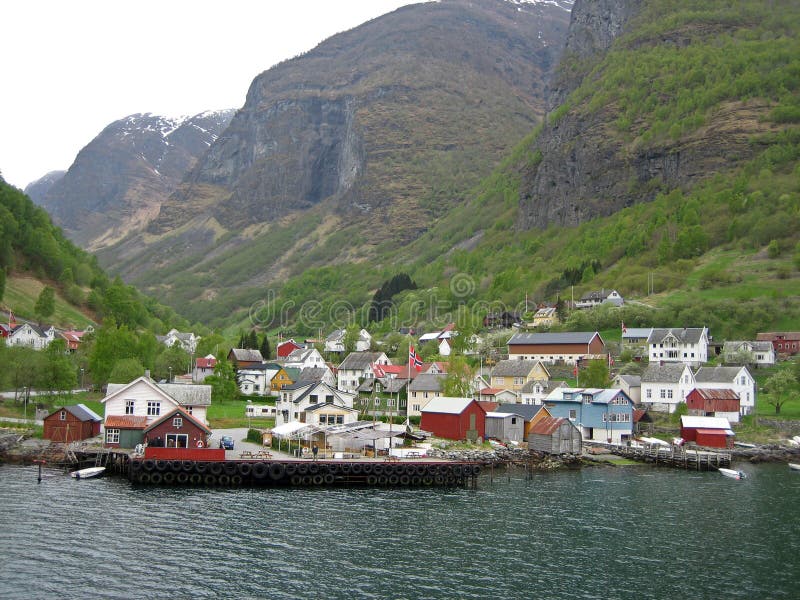 Remote Norwegian Village on a Fjord Stock Image - Image of fjordane ...