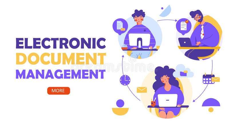 Remote Office Electronic Document Flat Vector Landing Page Template ...