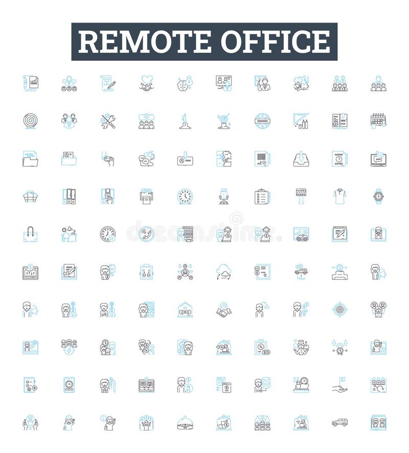 Remote Office Vector Line Icons Set. Remote, Office, Teleworking ...