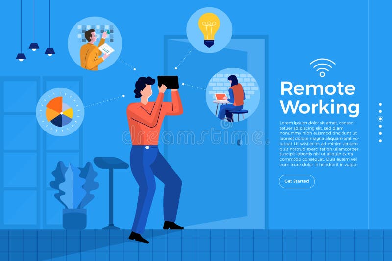 Remote Office working stock vector. Illustration of marketing - 158571218