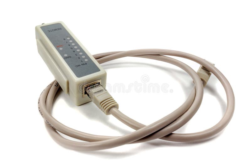 Network Cable Tester with Remote Probe Isolated on a White Background ...