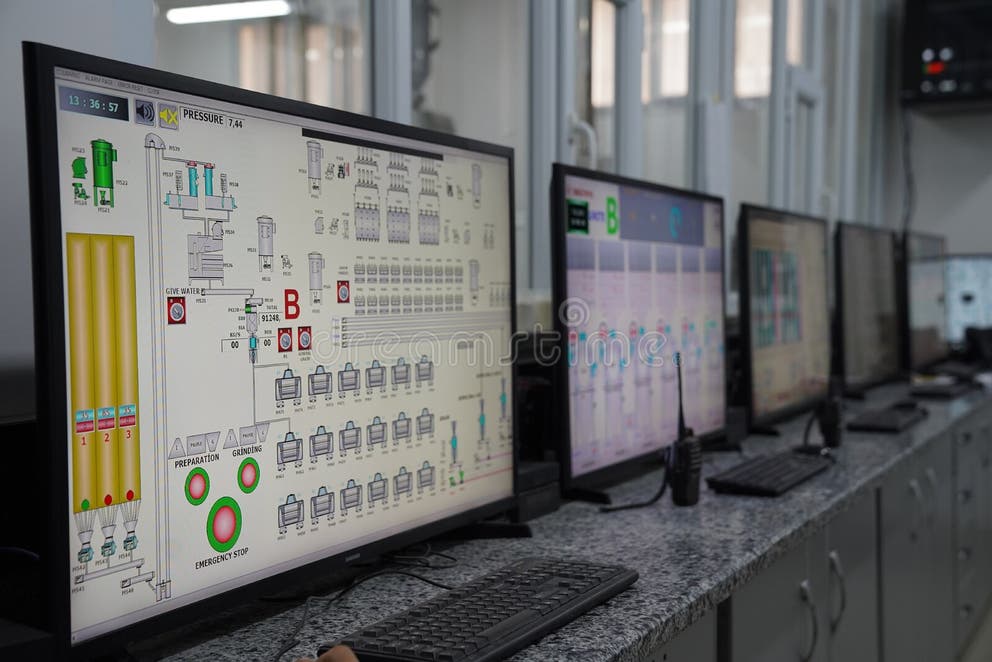 Remote Production Line on Computer. Modern Production System Editorial ...
