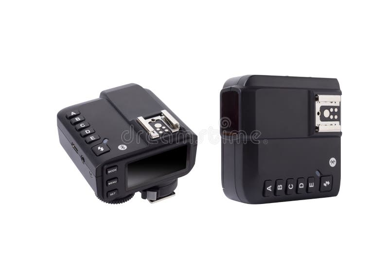 Remote Radio Synchronizer for Flash Close-up Isolated on White Stock ...