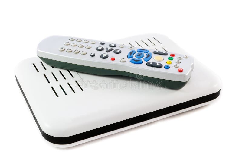 Remote and Receiver for Internet TV on White Side View Stock Image ...