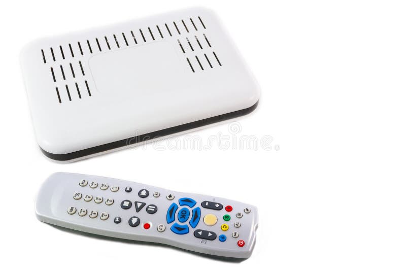 Remote and Receiver for Internet TV on White Top View Stock Photo ...