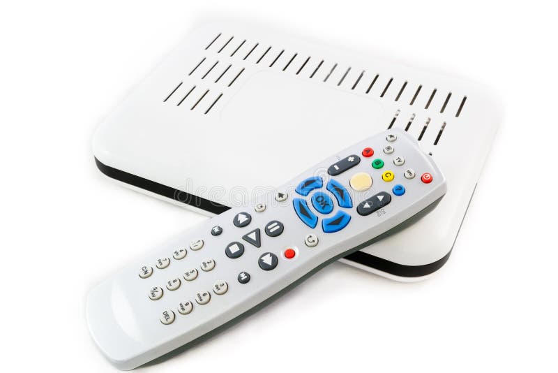 Remote and Receiver for Internet TV on White Top View Stock Photo ...