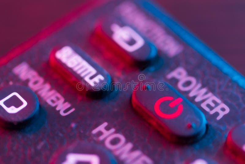 Remote Red Button To Turn on Stock Photo - Image of copy, concept ...