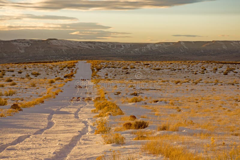 Remote Road in Winter Sunset Light Landscape Stock Photo - Image of ...