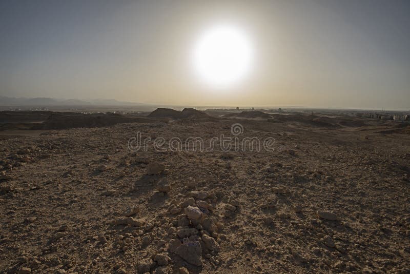 Remote Rocky African Desert Landscape at Sunset Stock Photo - Image of ...