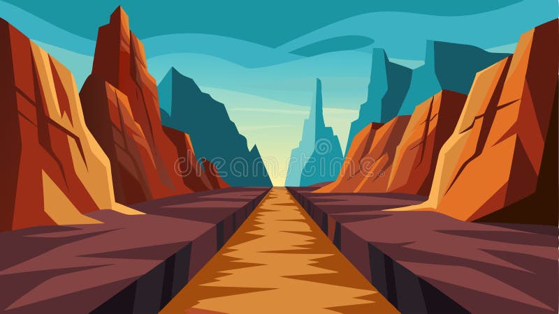 A Remote and Rugged Path Leading through a Narrow Canyon with Towering ...