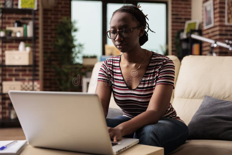 Remote Student Attending Online Courses Class, Typing on Laptop Stock ...