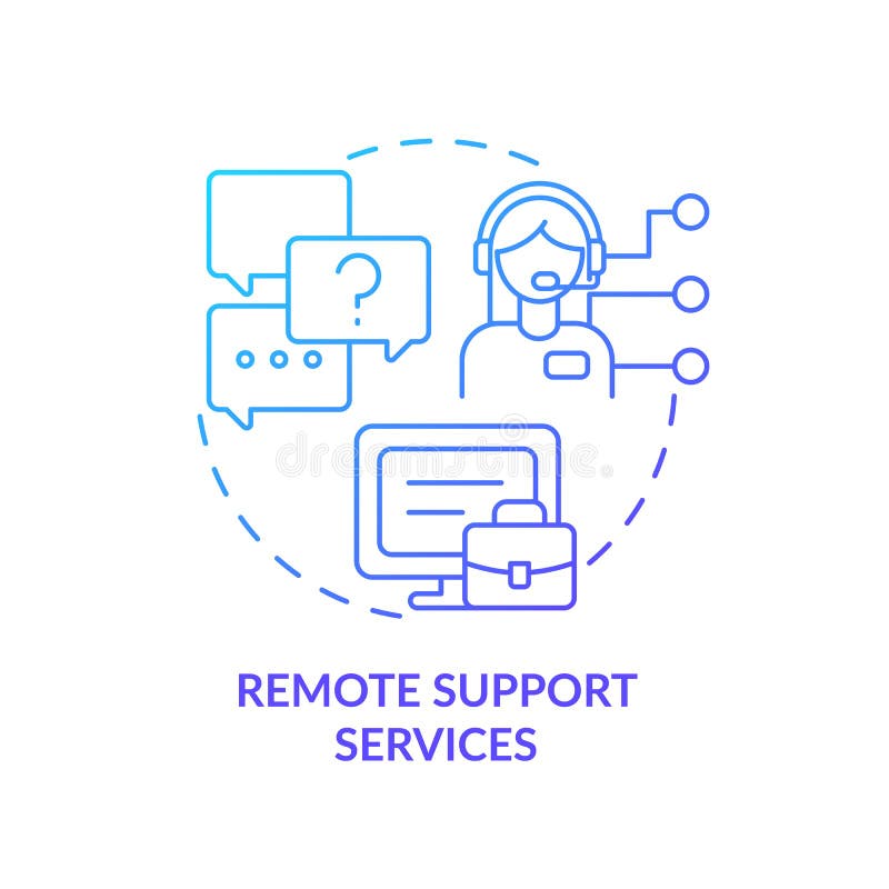 Remote Support Services Blue Gradient Concept Icon Stock Vector ...