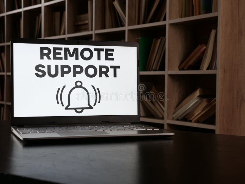 Remote Support is Shown Using the Text on the Screen of Laptop Stock ...