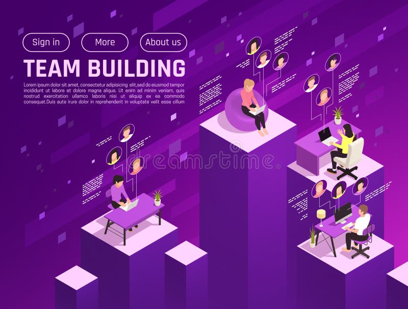 Remote Team Building Background Stock Illustration - Illustration of ...