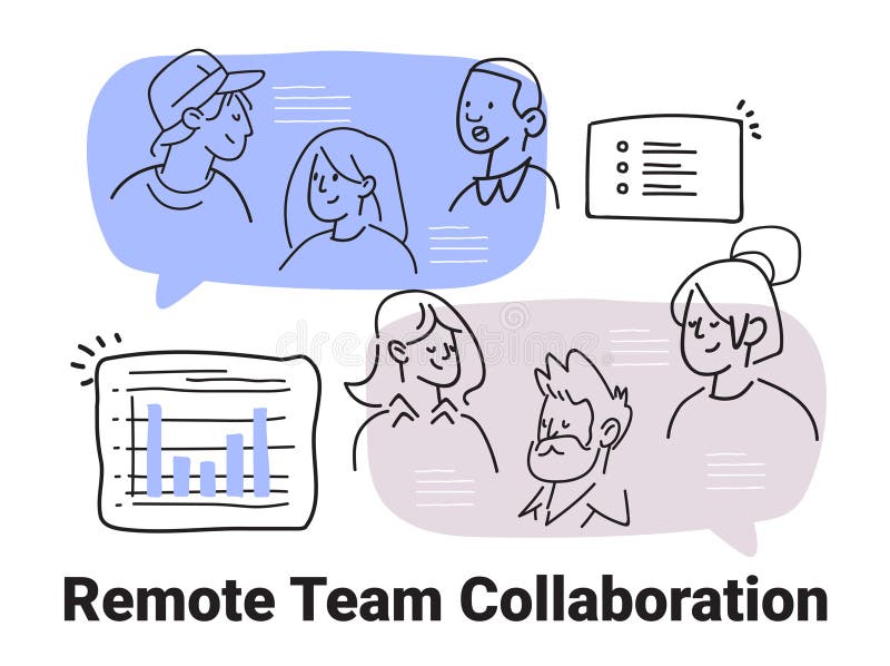 Remote Team Collaboration Concept with Diverse People Communicating in ...